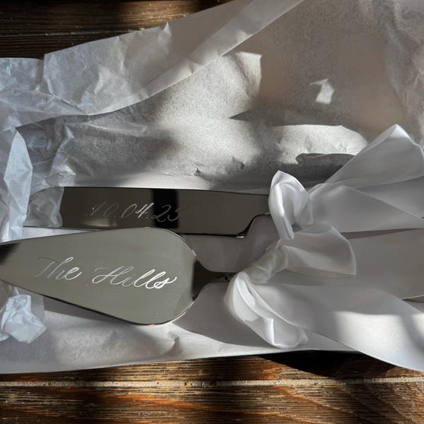 Hand Engraved Custom Wedding Cake Cutting Set Wedding Cake Knife Custom ...