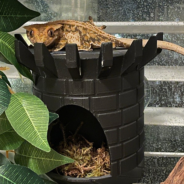 Crested Gecko and Frog Hanging Castle Tower Hide - Etsy