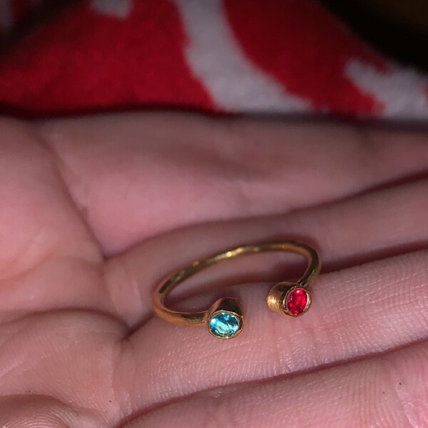 Dainty Birthstone Jewelry • Dual Birthstone Ring • Skinny Gemstone ...