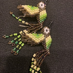 Beaded Hummingbird Earrings, Beaded Earrings, Beaded Earrings, Aretes ...