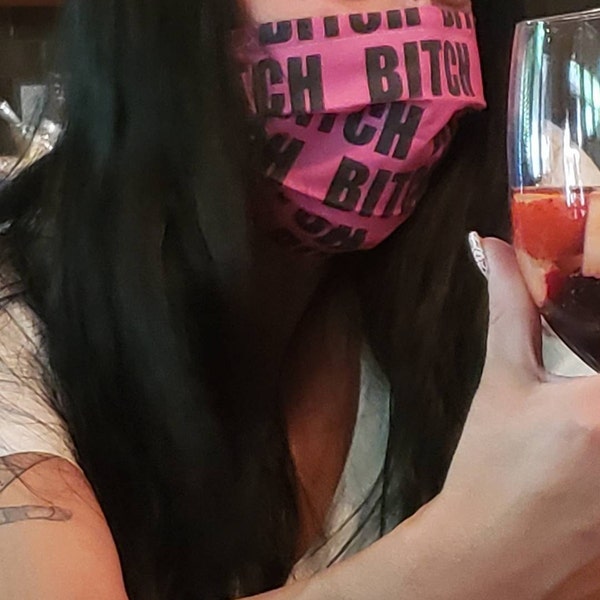 Profanity Fabric - Pink B*tch by La Bricoleuse - Profanity Hot Pink Black Bad Words Naughty ...