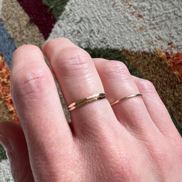 9ct Gold Stacking Ring, 9ct Gold Ring, Hammered Stacking Ring, Gold ...