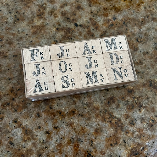 Month Stamps Set: Wooden Journal Planner Stamps (2x3 Cm) - Etsy