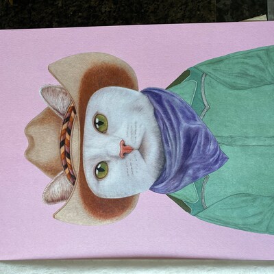 Cowboy Cats Art Print Ginger Cat Cowboys Wall Art Colorful Eclectic ...