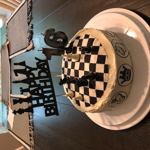Chess Cake Topper, Chess Birthday Cake Topper, Chess Topper, Chess Game ...