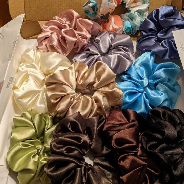 Silk Scrunchie in Prussian Blue | Blue Satin Scrunchy | Silk Hair Tie ...