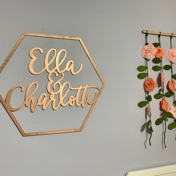 Personalized Hexagon Wood Name Sign, Laser Cut Nursery Decor - Etsy