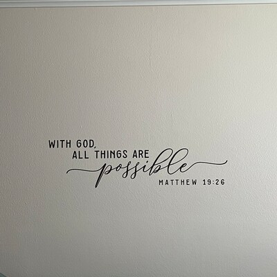 Scripture Wall Decal, With God, All Things Are Possible, Religious Wall ...