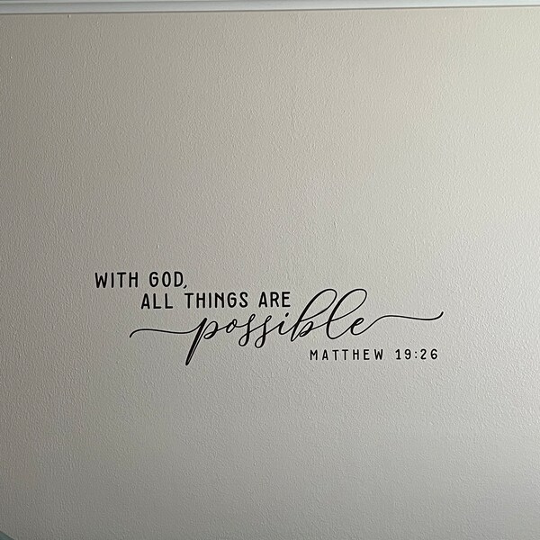 Scripture Wall Decal With God All Things Are Possible Religious Wall ...
