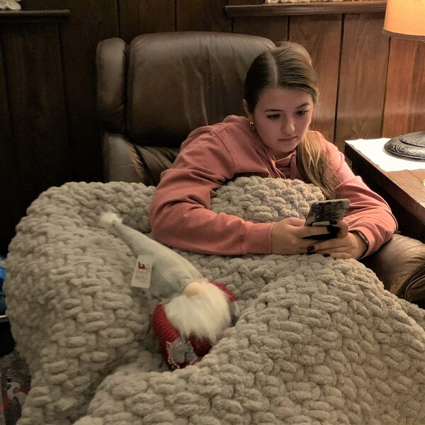 Gray Blanket - Chunky Knit Blanket - Soft Knit Throw - Super Chunky ...