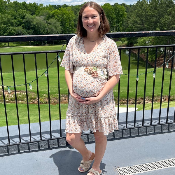 Sage Woodland Baby Shower Maternity Sash, Sage and Ivory and Brown Baby ...