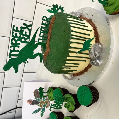 Three Rex Cake Topper, Three Rex Sign, Three Rex Party Decor, Dinosaur ...