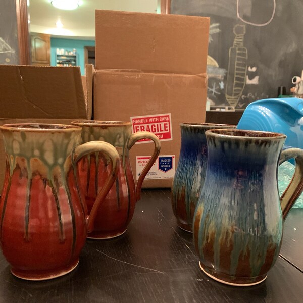 Handmade Pottery Mug, Large Ceramic Mug in Rustic Red, Pottery Coffee ...