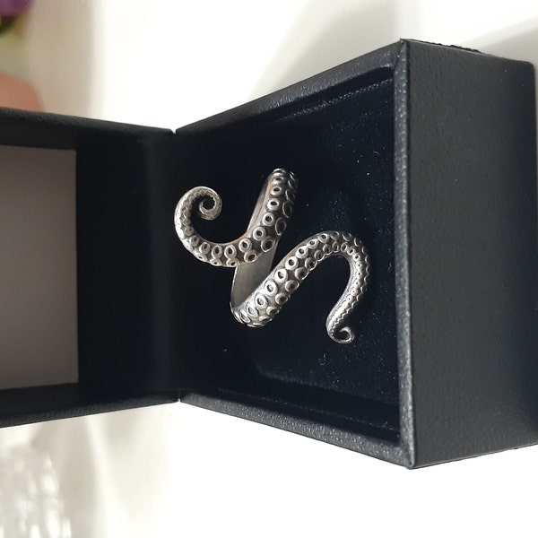 Octopus Ring, Silver Squid Ring, Tentacle Ring, Octopus Band, Sea Life ...