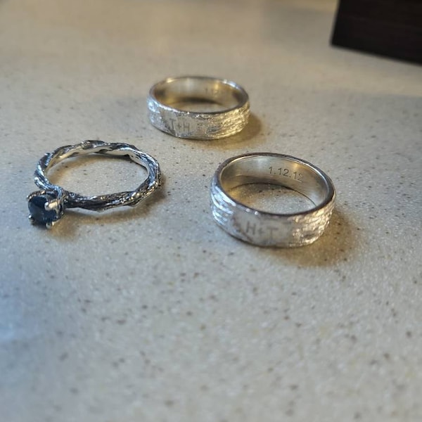 Personalized Silver Couple Wedding Bands — Matching Initials Rings Set ...
