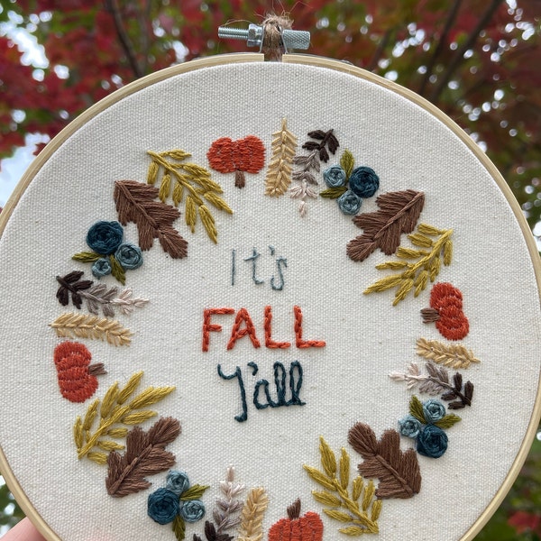 PDF PATTERN | Harvest Wreath, Beginner Embroidery Pattern, Fall Decor ...