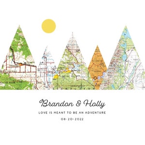 Adventure Together® Map Mountain Personalized Wedding or Anniversary ...