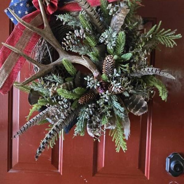 Antler Wreath-western Antler Wreath-western Floral Wreath-skull Wreath ...