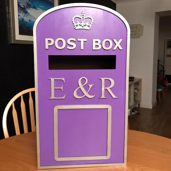 X Large PERSONALISED Wedding Post Box, Party, Royal Mail Style - Flat ...