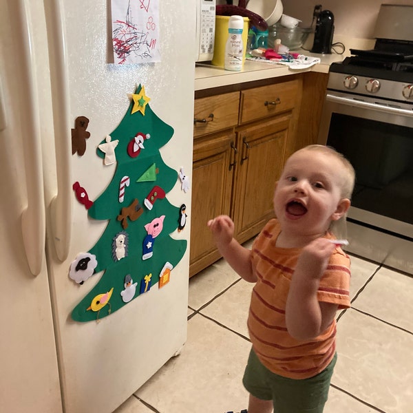Felt Christmas Tree With Magnets, Toddler Toys With Christmas Ornaments ...