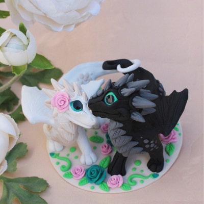 Custom Galaxy Dragon Wedding Cake Topper Dragon Bride and - Etsy