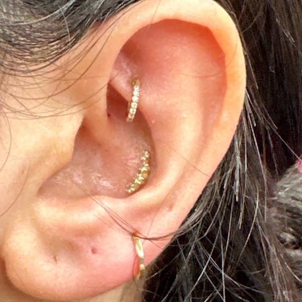 14K Solid Gold Cartilage Forward Helix Tragus Inner Conch Minimalist ...