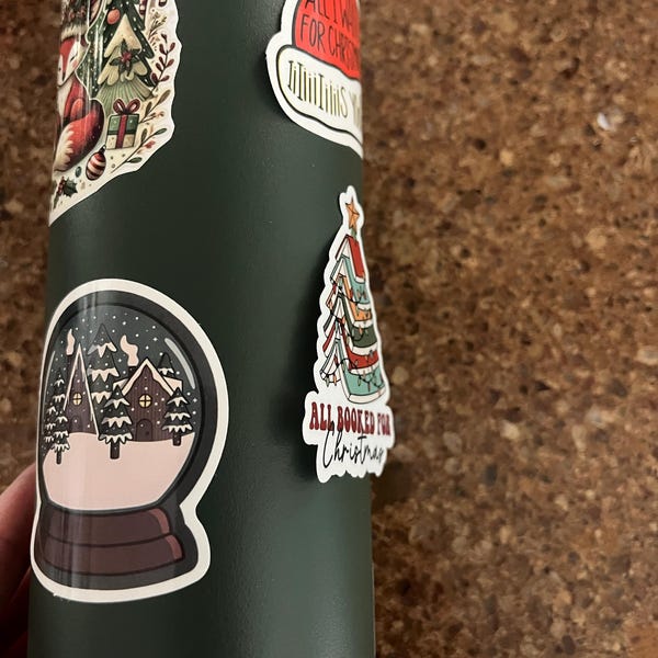 Book Christmas Tree Sticker Waterproof Glossy Vinyl Sticker Cute Gift ...