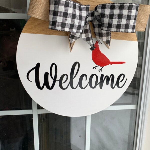 Front Door Hanger | Cardinal | Welcome Sign | Cardinals | Birds | Front ...