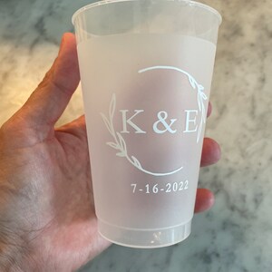 Monogram Frosted Wedding Cups, Modern Wedding Cups, Fancy Elegant ...