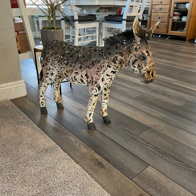 Cute Metal Donkey Statue Filigree Style Large Art Sculpture - Etsy