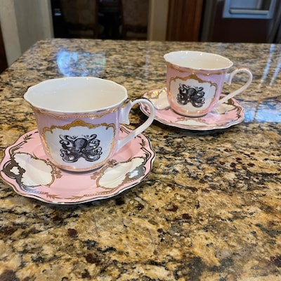 Gorgeous Black and Gold Tea Set, Bat, Cat, Crow and Moth Design ...