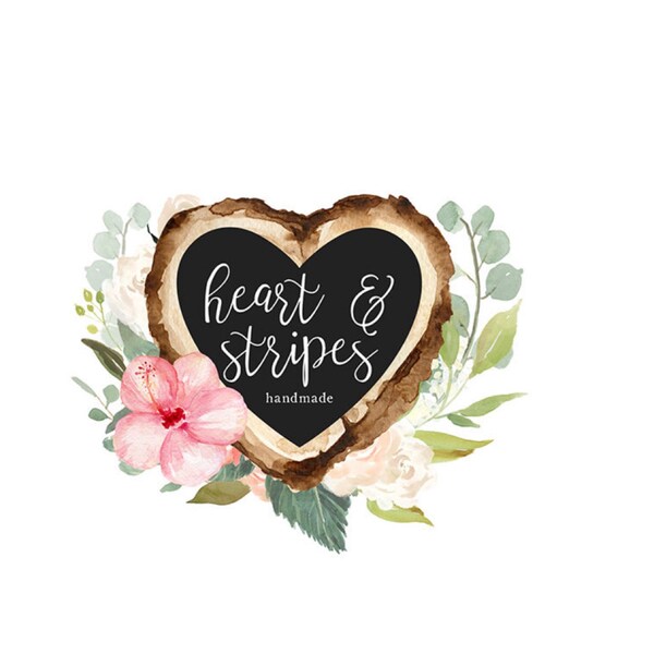 Wood Slice Logo, Heart Logo, Farmhouse Logo, Rustic Logo, Nature Logo ...