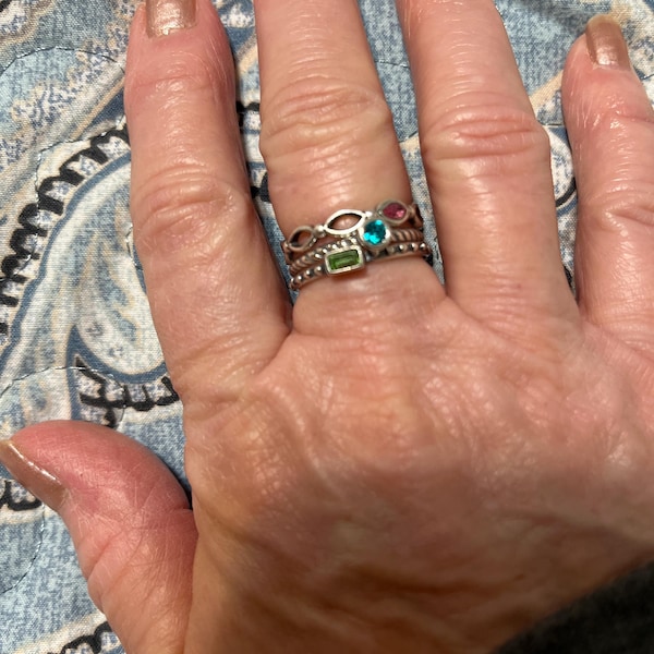 Stackable Gold Rings • Gold Stack Ring Set • 2 Birthstone Rings & 2 ...