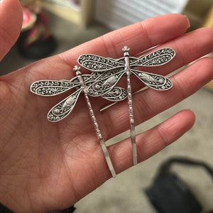 Dragonfly Bobby Pins, Set of Two, Antique Silver, Nickel Free ...