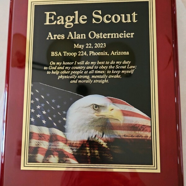 Eagle Scout Plaque - Outdoors Theme - 8"x10" or 9"x12" Alder Wood - Officially Licensed - Etsy