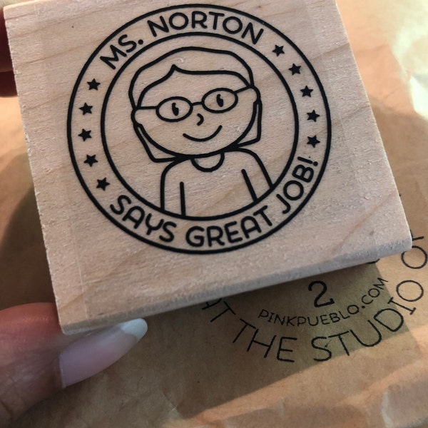Personalized Female Teacher Rubber Stamp | Custom Classroom Gift for ...