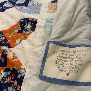 Machine Embroidered Personalized Quilt Label - Etsy