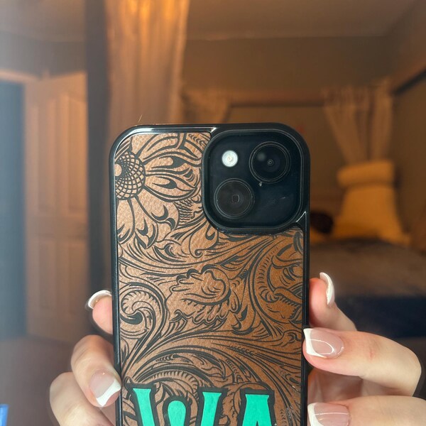 Western Sunflower Tooled Initial Phone Case - Etsy