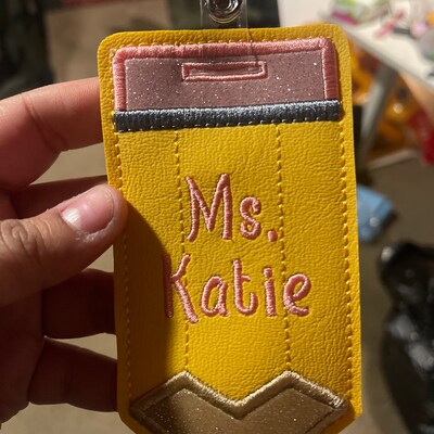 Personalized Crayon ID Badge Holder Pencil Employee ID Holder Teacher ...