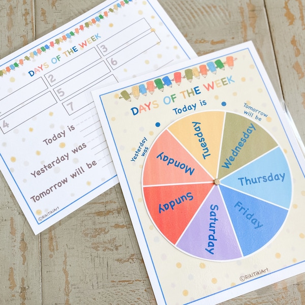 Days of the Week Wheel, Printable Montessori Calendar, Toddler ...