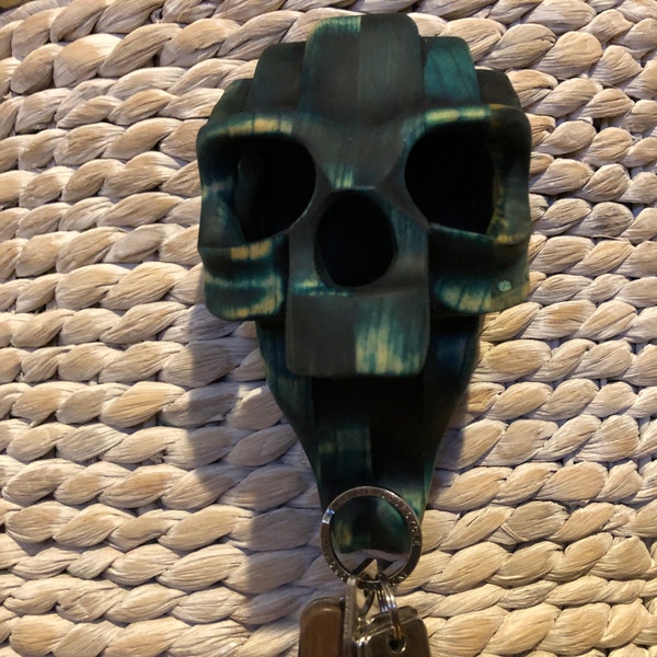 Holder Key Wood Skull Hook for Wall Gothic Gift for Him Wooden ...