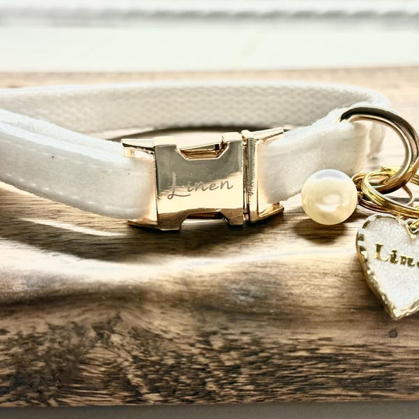 Pink Personalized Dog Collar Lead Bow, Puppy Collar for Wedding Gift ...