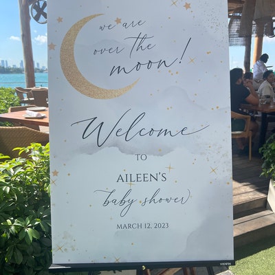 Over the Moon Baby Shower Welcome Sign, Welcome Sign, Baby Shower Sign ...