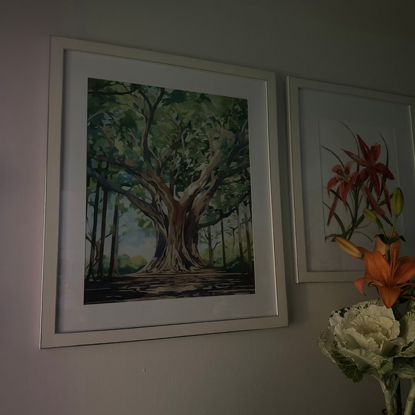 Lahaina Banyan Tree Watercolor Print, Maui Hawaii Wall Art, Tropical ...