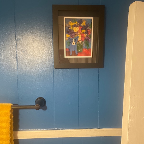 Blue Dog George Rodrigue Framed and Matted Postcard " She Lived Across ...