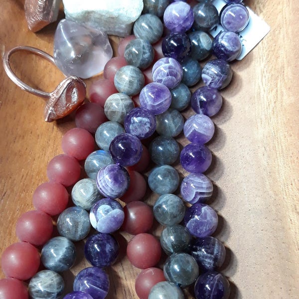 Natural Cape Amethyst Beads 6mm 8mm 10mm 12mm Round Beads White Stripes ...