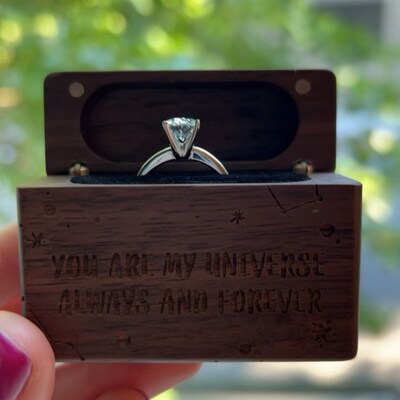 Premium Flip Ring Box XL Engraved Single Ring Proposal Engagement Ring ...