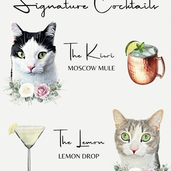 Cat Signature Drink Sign, Dog Signature Drink, Cat Signature Cocktails ...