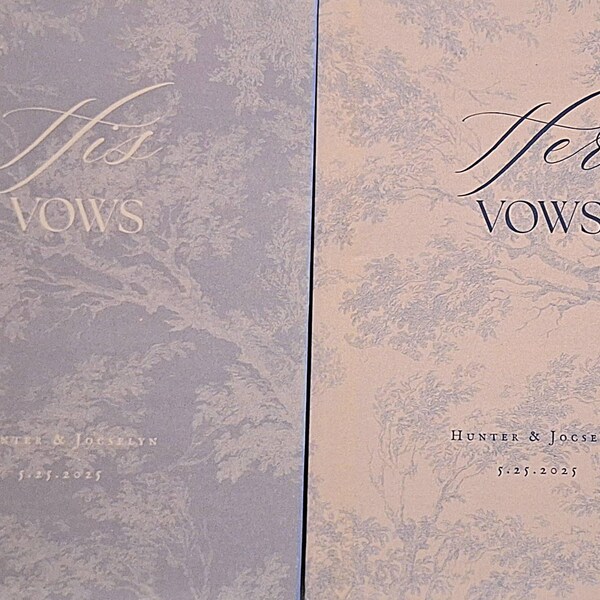 French Toile De Jouy Vow Books Custom His and Her Vow Books Elegant ...