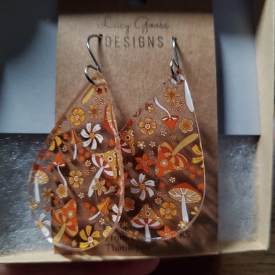 Clear Acrylic Bookshelf Teardrop Earrings, Librarian Earrings, Book ...